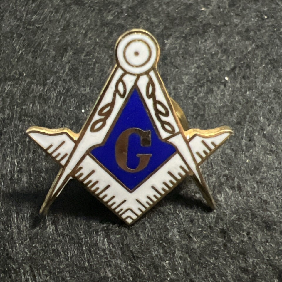 Master Mason Lapel Tac Pin Cut Out Square Compass White Blue Fraternity ...