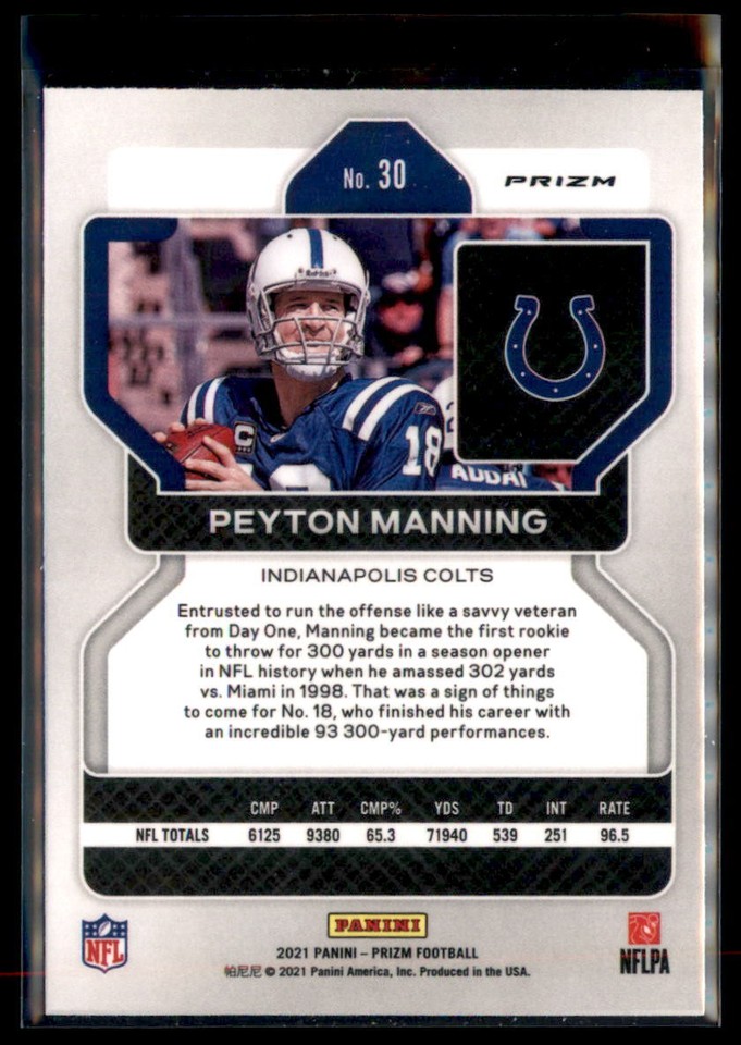 2021 Panini Prizm #30 Peyton Manning Red Ice | eBay
