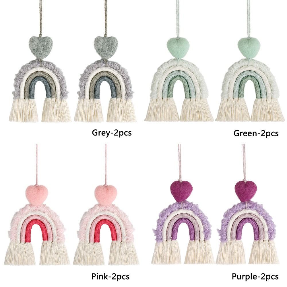 Car Rearview Mirror Pendant Weaving Rainbow Keychains Rainbow ...