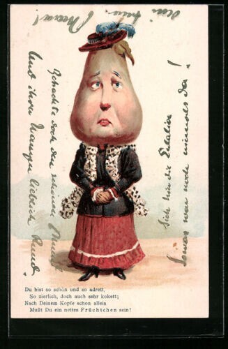 Rare Vintage Anthropomorphic Lady Pear ~ Antique Postcard c.1910s | eBay