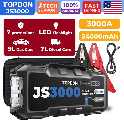TOPDON JS3000 Jump Starter 3000 Amps 12V Jumper Starter Battery Booster ...