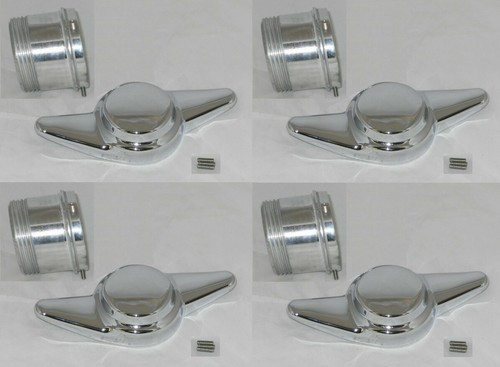 SET OF 4 - 2 BAR WING SPINNER WHEEL RIM CENTER CAP FITS 3-1/8" or 3-1/4 ...