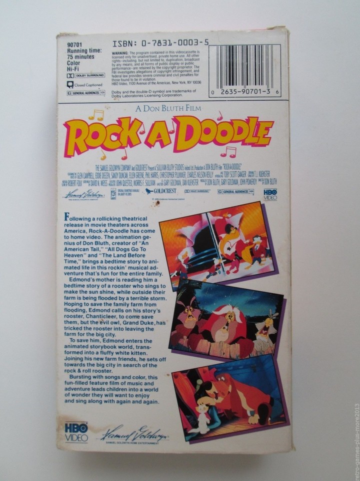 Rock-A-Doodle (VHS, 1999) Rare (NTSC) Glen Campbell, Christopher ...
