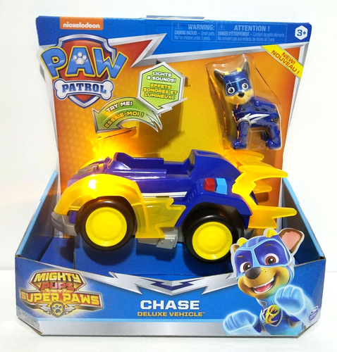 Paw Patrol MIGHTY PUPS SUPER PAWS Deluxe Vehicle CHASE Lights and ...