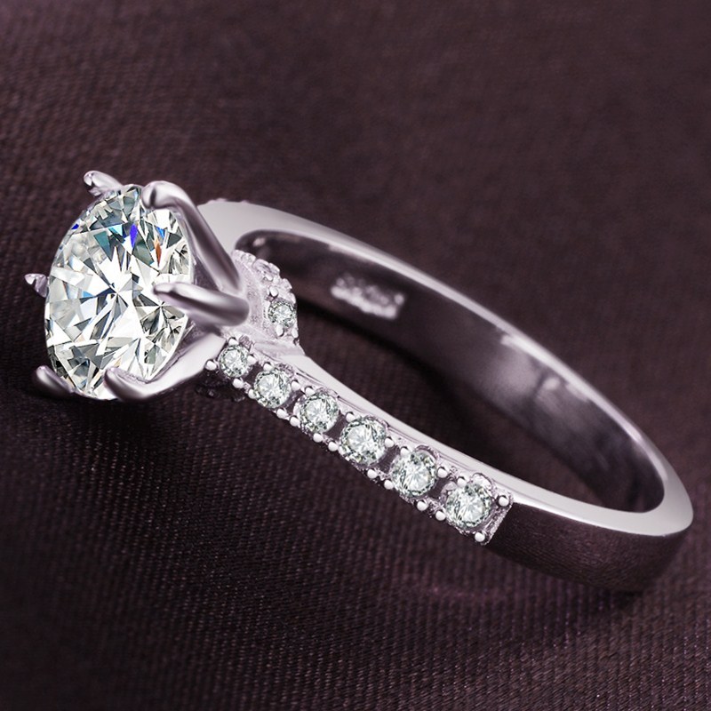 2ct Round Cut Cz Band Women's 925 Silver Jewelry Engagement Party Ring ...