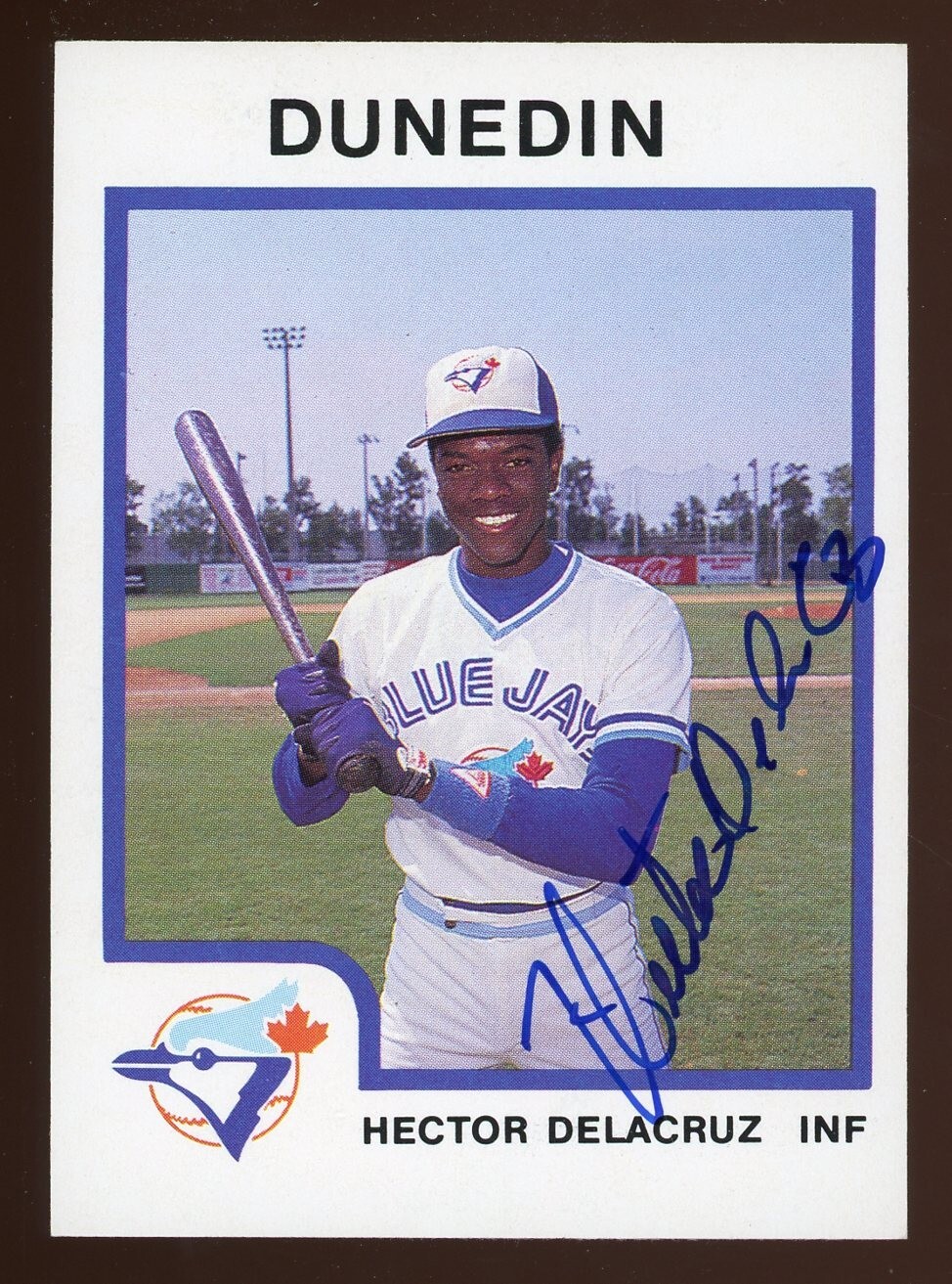 1987 Dunedin Blue Jays HECTOR DE LA CRUZ Signed Card autograph AUTO RC ...