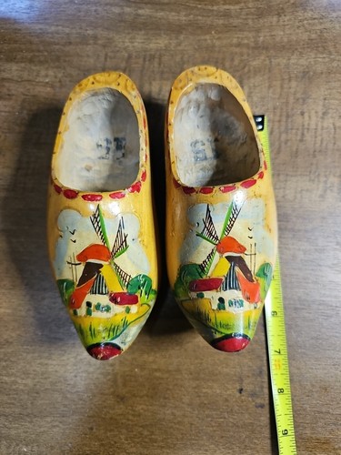 Vintage Holland Carved Wooden Dutch Clogs Shoes Hand Painted Windmill ...