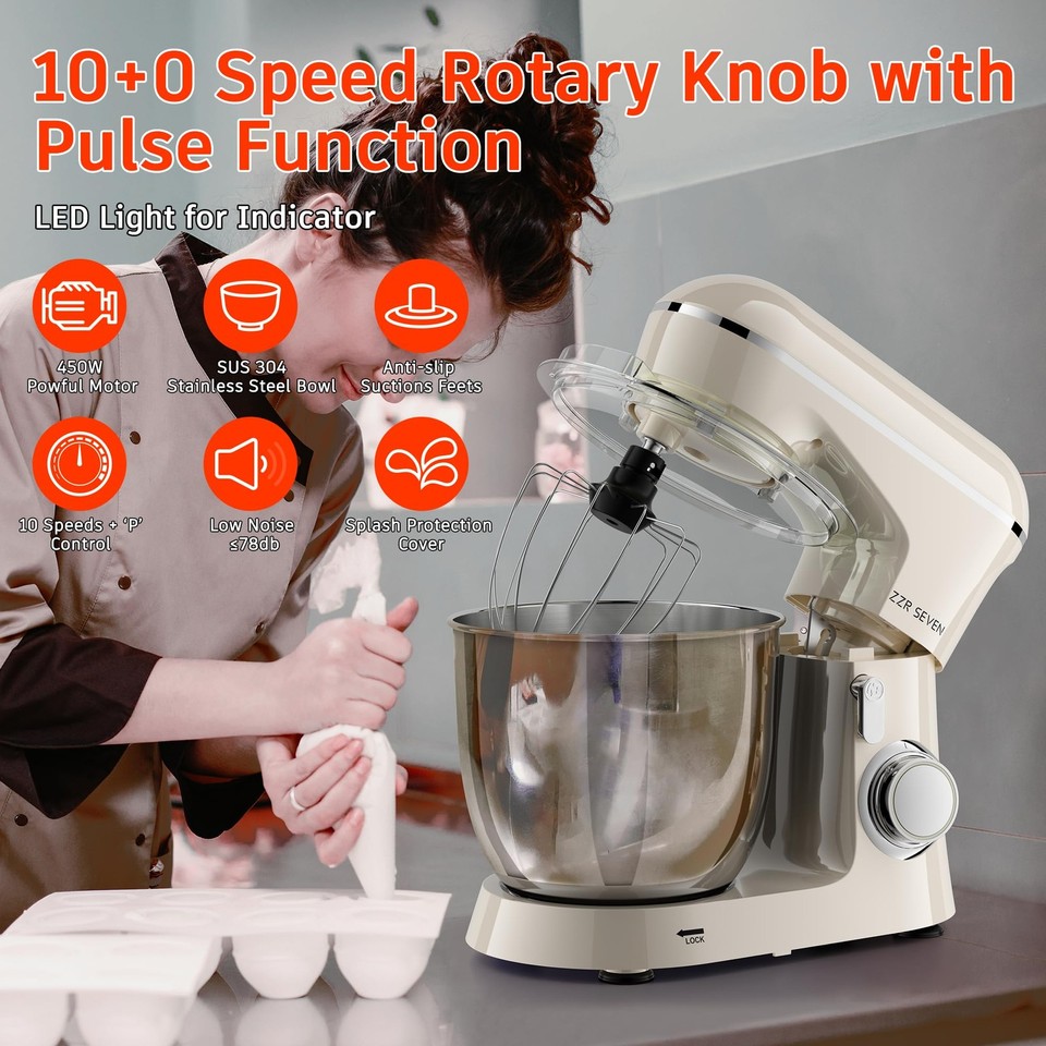 Stand Mixer, 5.5 Quart, 10 Speed Tilt-Head Food Mixer, Kitchen Electric ...