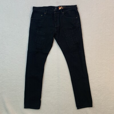 10 Deep Jeans Men’s Distressed Black Denim Button Fly Slim Fit Size 38 ...