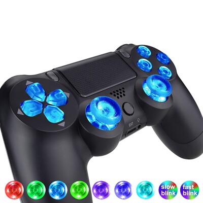 7 Colors DTF LED Kit Luminated D-pad Thumbsticks Face Buttons for PS4 ...