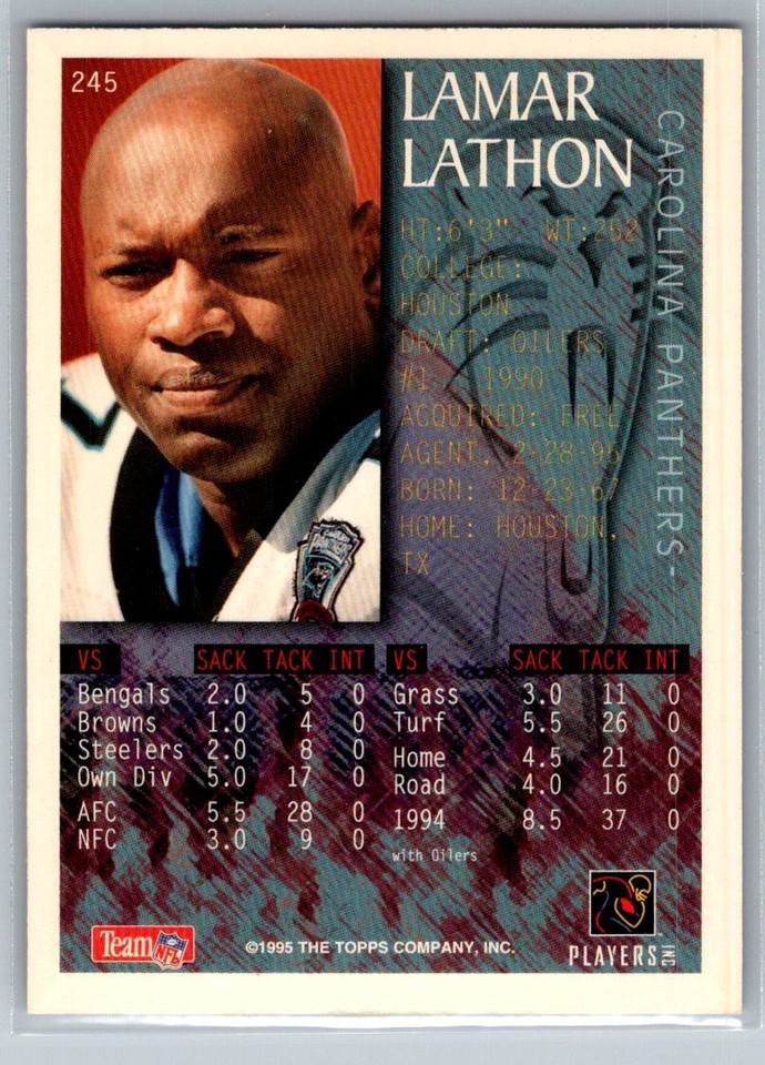 1995 Bowman #245 Lamar Lathon Carolina Panthers Football Card | eBay