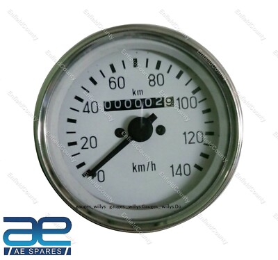 Speedometer White Face 85 Mm M18x1.5 Thread for Mahindra Cj Jeeps ...
