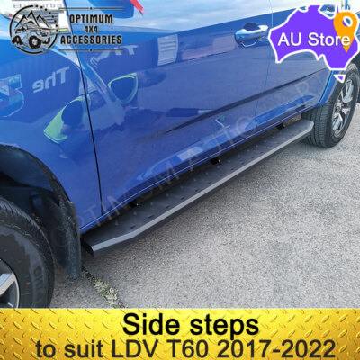 Black Steel Side Steps Running Board to suit Dual Cab LDV T60 T-60 2017 ...
