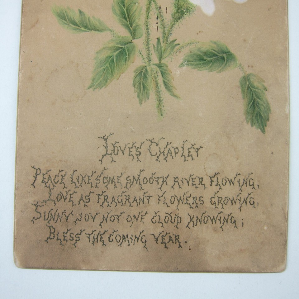 Victorian Greeting Card Peony Flowers Loves Chaplet Poem Bless the Year ...