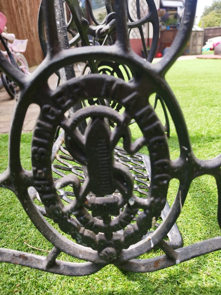 Vintage Singer sewing machine Cast Iron Treadle Table Base Frame | eBay UK