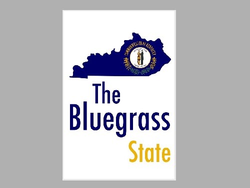 ArtsyCanvas Poster Kentucky The Bluegrass State Map Flag 24x16 ...
