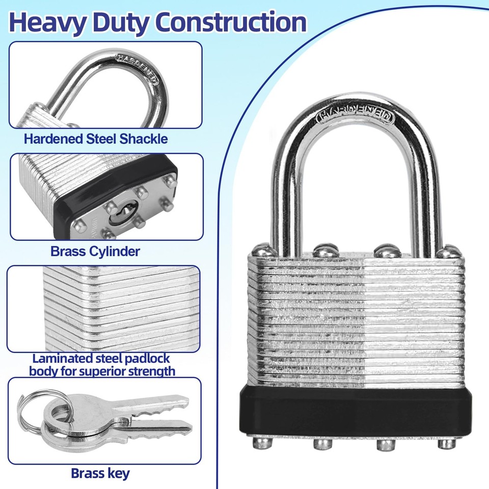 Padlocks with Same Key, 48 Pcs Laminated Keyed Padlock (1-9/16", 40mm ...