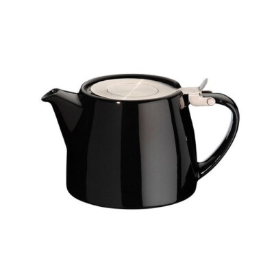 CHEF-HUB BLACK STACKING TEAPOT 18OZ WITH STAINLESS STEEL LID AND ...