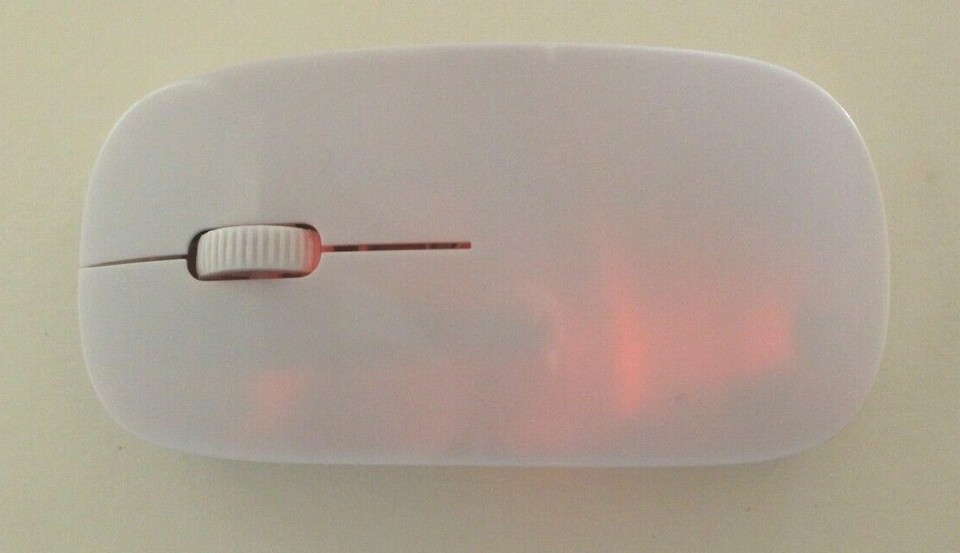 Computer Mouse Wireless Scroll Wheel White, Red LED USB Dongle for ...