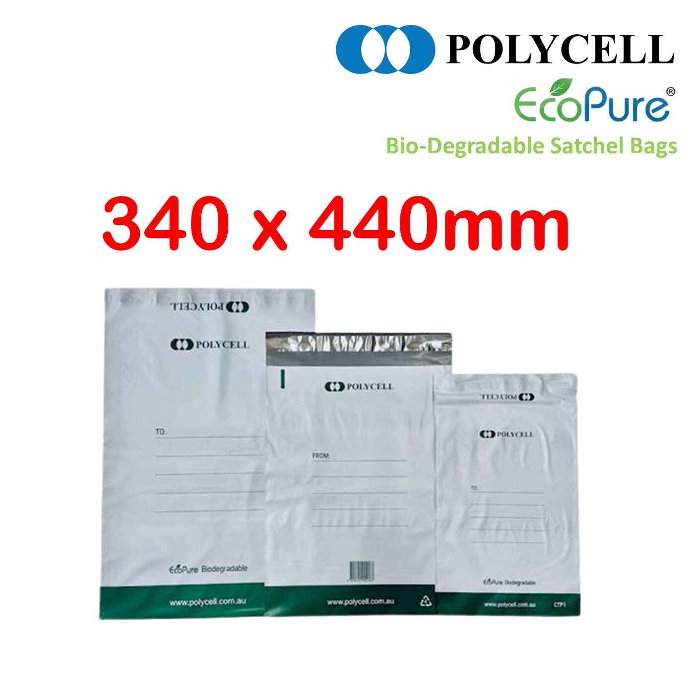 (50x) 340 x 440mm Polycell EcoPure Biodegradable Courier Tuff Satchel Mailer | eBay Australia