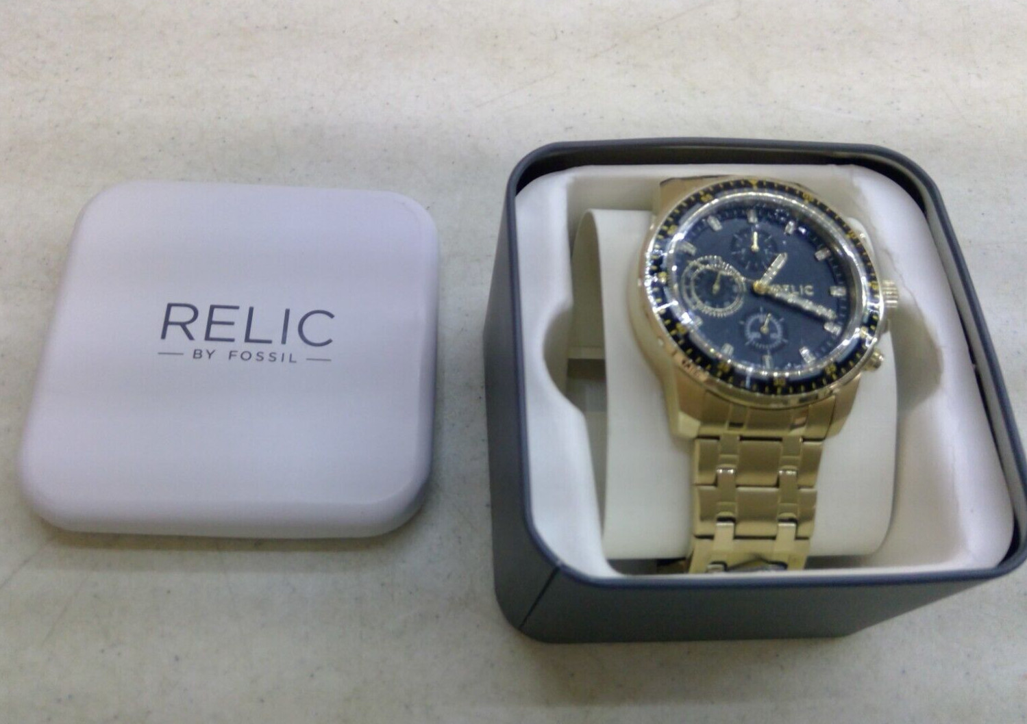 Relic By Fossil Heath Multifunction Dial Gold Tone Men's Watch ZR15834 ...