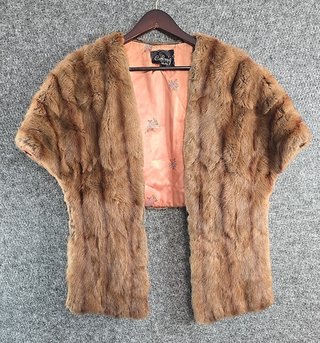 Vintage Luxury Brown Genuine Mink Fur Stole Cape Shawl Wrap Colviq ...