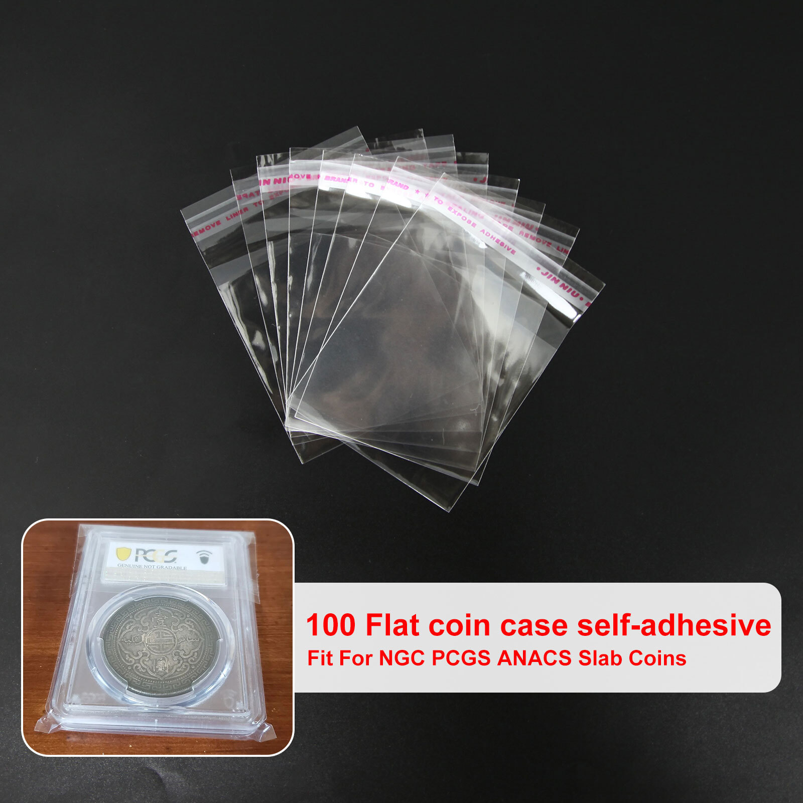 4 x 3 IN 10 x 7 cm 200 Lots Slab Coin Protector Sleeves Self Adhesive 4 ...