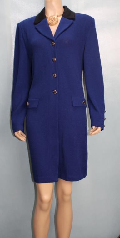 St. John Collection Royal Blue Jacket L Size 12 14 Duster Coat Dress ...