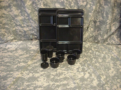 2 PLASTIC CAMPING TRAY SETS, WITH COFFEE CUP, BOWL, AND CAMP CUP WITH ...