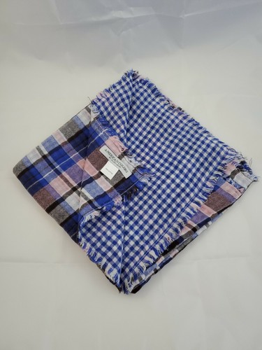 American Colors by Alex Lehr Blue & Pink Plaid Scarf 100% Cotton ...
