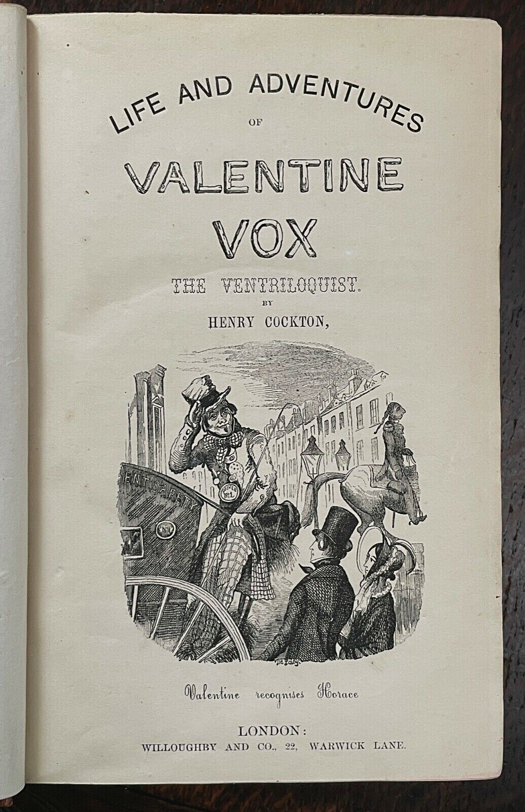 LIFE AND ADVENTURES OF VALENTINE VOX - 1850 MENTAL ILLNESS ASYLUMS ...