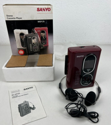 Sanyo MGP-25 Walkman Stereo Portable Cassette Box New Old authentic RED ...