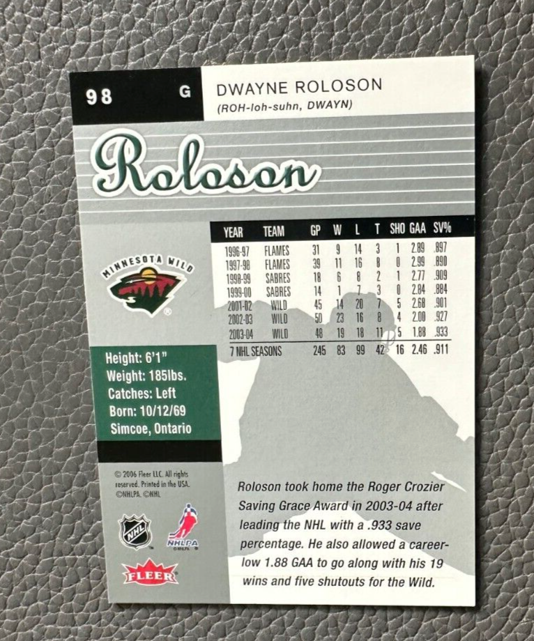 2005-06 Fleer Ultra Hockey #98 Dwayne Roloson Wild Goalie | eBay