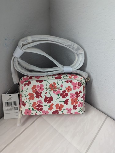 NWT Kate Spade KG471 Staci Sunny Floral Dual Zip Around Crossbody Pink ...
