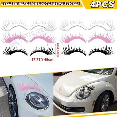 2 Pairs Car Headlight Eyelashes Stickers Fake Decal For Porsche VW ...