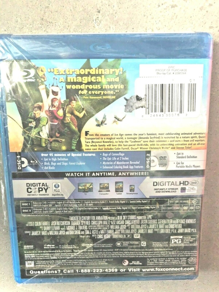 NEW Sealed EPIC Blu-ray DVD COMBO 2-Disc Set Includes Digital Copy ...