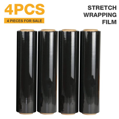 18"x1500FT 100 Gauge 4 Rolls Black Pallet Packing Stretch Films Hand ...