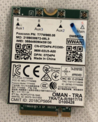 Dell Latitude 5420 5424 7424 T77W968 DW5821e LTE 4G WIFI Card 7D4P4 | eBay
