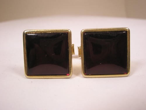 Red Square Cabochon Quality Vintage Cuff Links simple plain | eBay