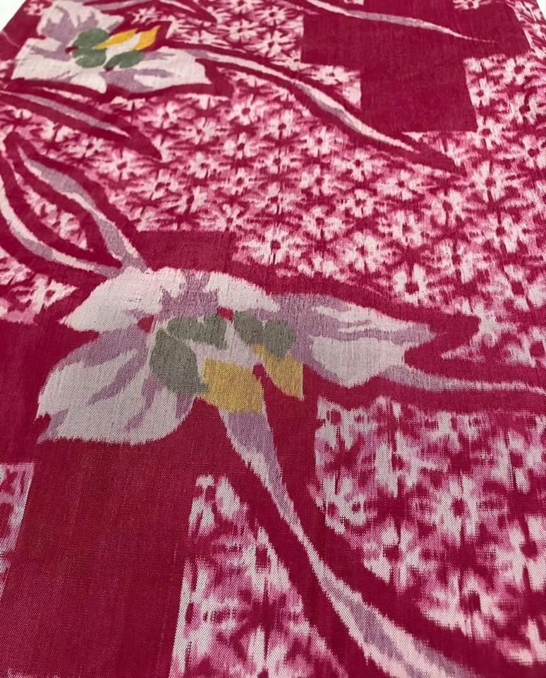 Japanese Meisen Retro Long Haori Flower Cross Pink Red Taisho | eBay