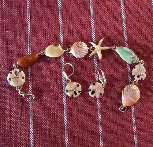 JJI baked enamel beach charm bracelet and earrings | eBay