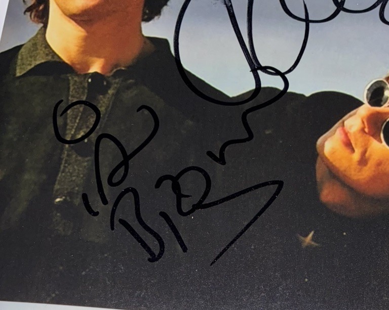 SIGNED IAN BROWN JOHN SQUIRE MANI RENI 12x8 PHOTO THE STONE ROSES RARE ...