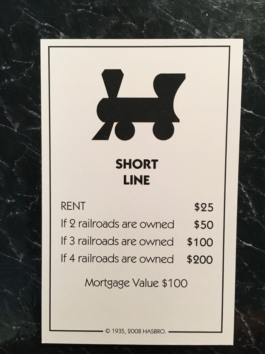 Monopoly Railroad Monopoly Railroad Set 4 Certificates From The