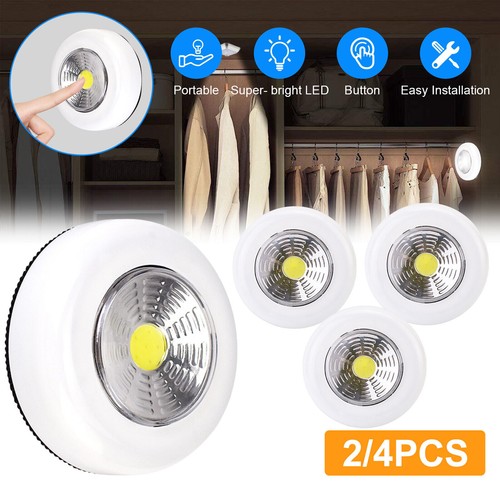 2/4X COB LED Night Light Stick Push On Battery Operated Closet Cabinet ...