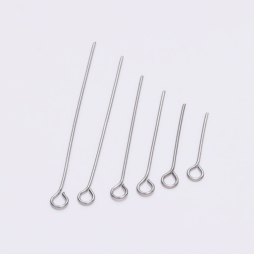 100pcs 15mm-70mm Stainless Steel Eye Pin Head Pins Diy Jewelry Making ...