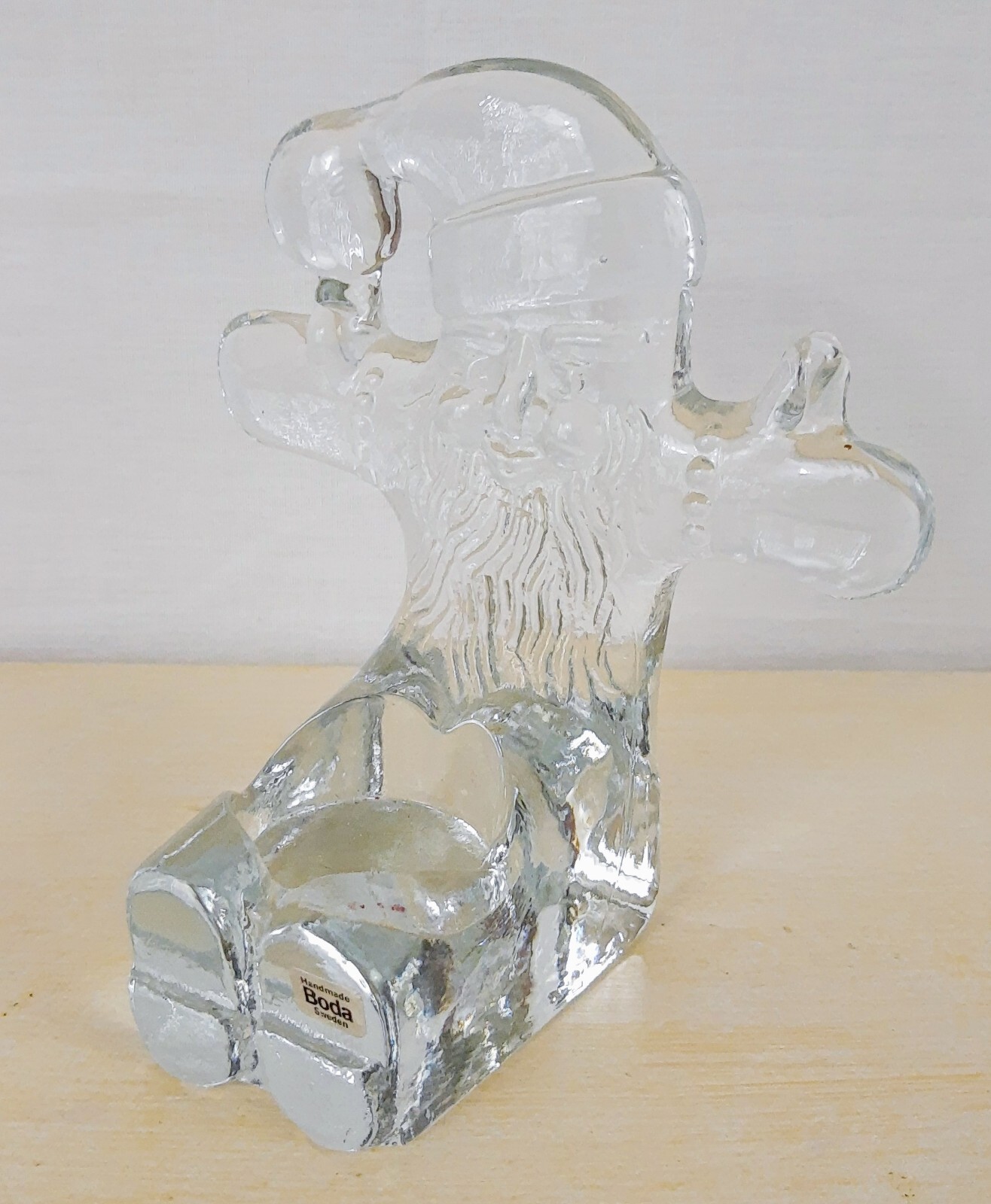 Vintage KOSTA BODA Sweden Santa Claus Glass Tealight Candle Holder | eBay