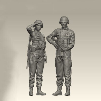 1/35 Scale Resin Figures Model Kit Woman And Man Soldiers Unpainted ...