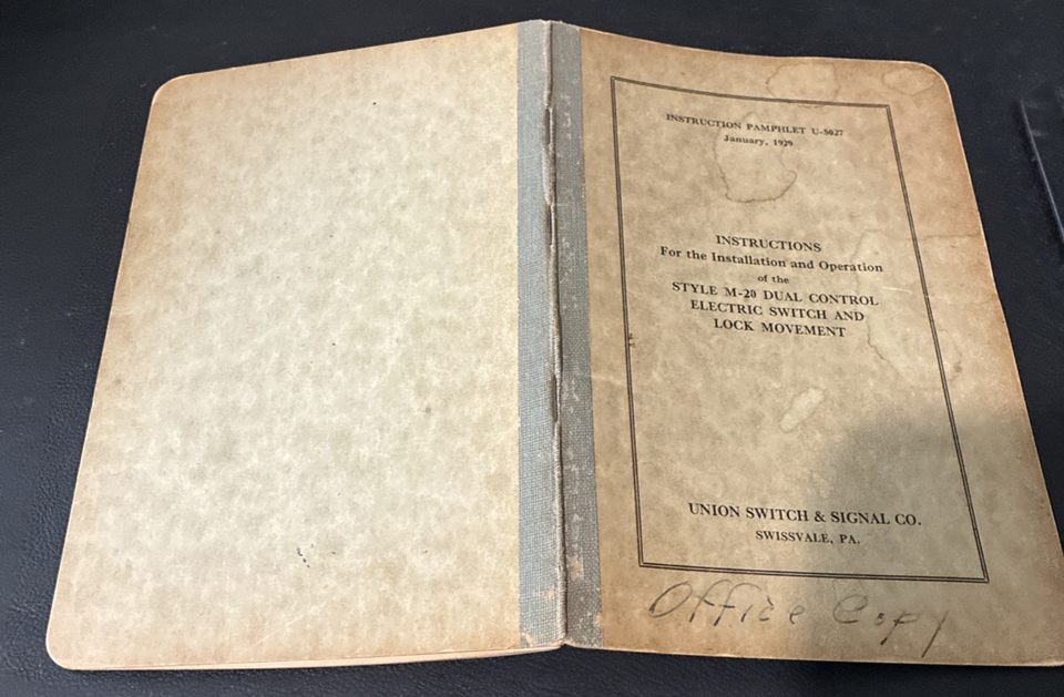 1929 Union Switch & Signal Switch Co. Instruction Pamphlet U 5027 28 ...
