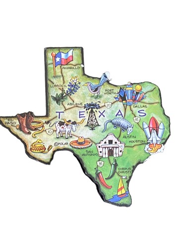Texas State Jumbo Fridge Magnet Refrigerator Souvenir 3D Green Map ...
