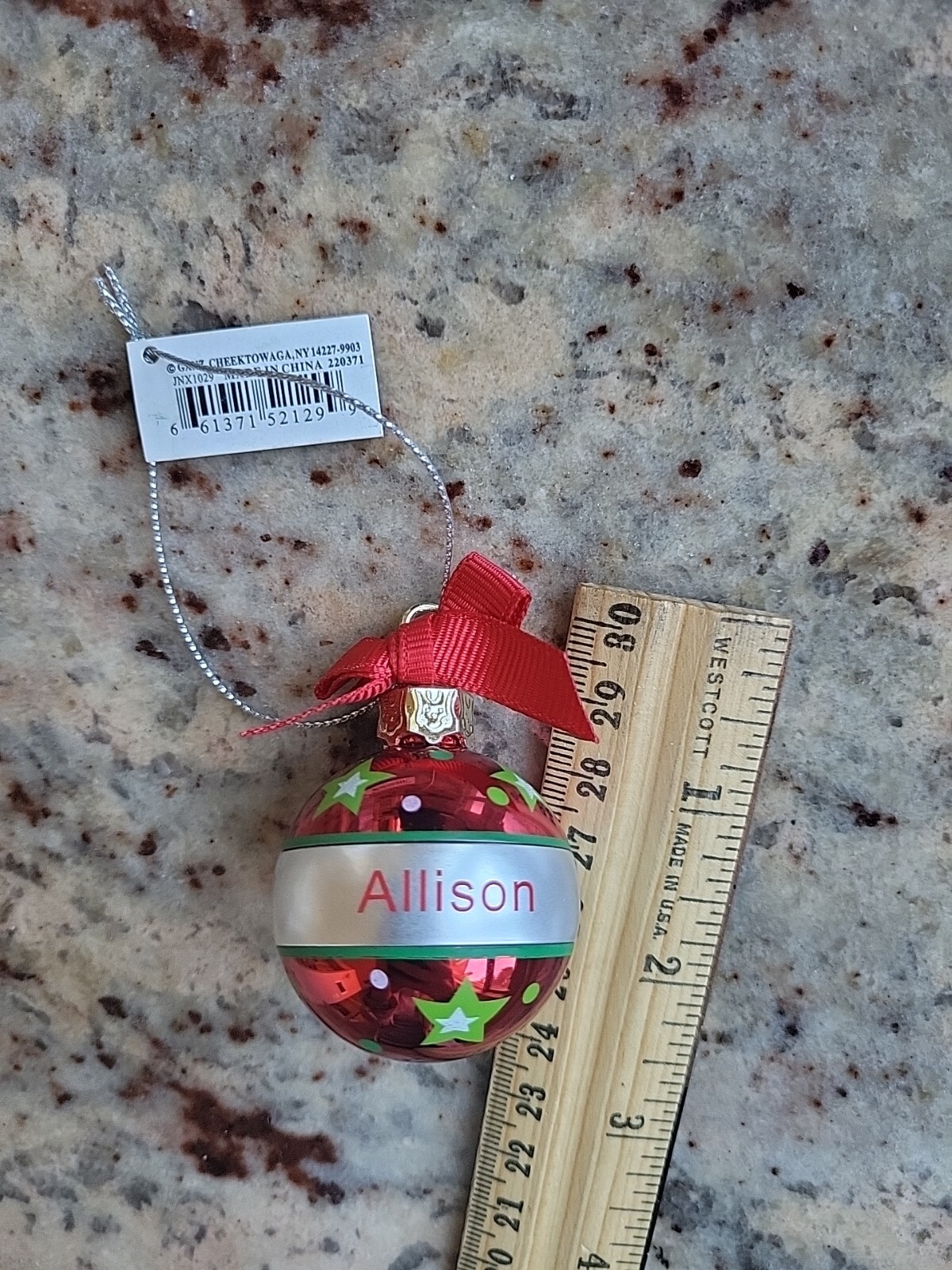 Allison Ganz Joyous Noel Christmas Ornament Ball Personalized Silver ...
